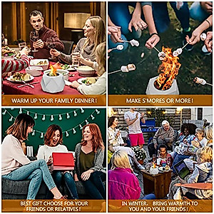 Table top Fire Pit Bowl - Long Time Burning Portable Concrete Tabletop Fireplace - Personal Cement Fire Bowl with Stylish Tabletop Decor for Patio Balcony, Gift for Mom, Dad, Grandma and Grandpa