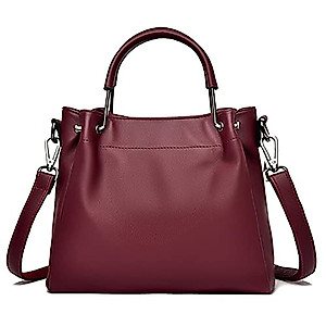 Chikencall Women Purses and Handbags Soft Leather Shoulder Bag Ladies Work Shopper Top Handle Satchels Tote Bag Burgundy