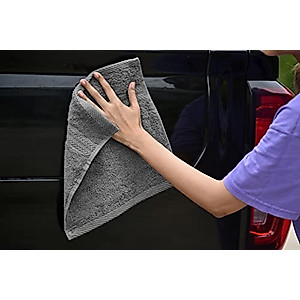 AKTI Premium Cotton Wash Cloths, 12 Piece Set, 12x12 Inches, 580 GMS, Durable, Quick Dry & Extra Absorbent Cleaning Cloth for Home, Spa, Hotel, Bathroom & Kitchen – Medium Grey Washcloths