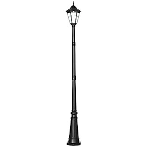 Outsunny 94.5" Solar Lamp Post Light, Dusk to Dawn Vintage Style Street Light, Aluminum Solar Powdered Lamp, PIR Motion Sensor for Garden, Lawn, Pathway, Driveway, Black
