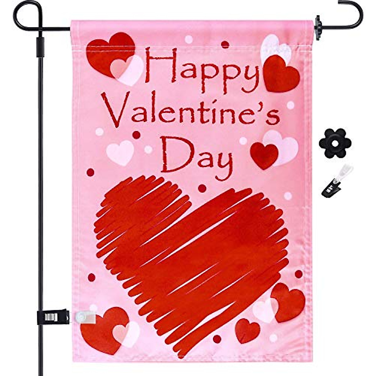 Uddiee Valentine's Day Garden Flag Decorative Valentine Day Heart Garden Flag for Valentine's Day Party Supplies