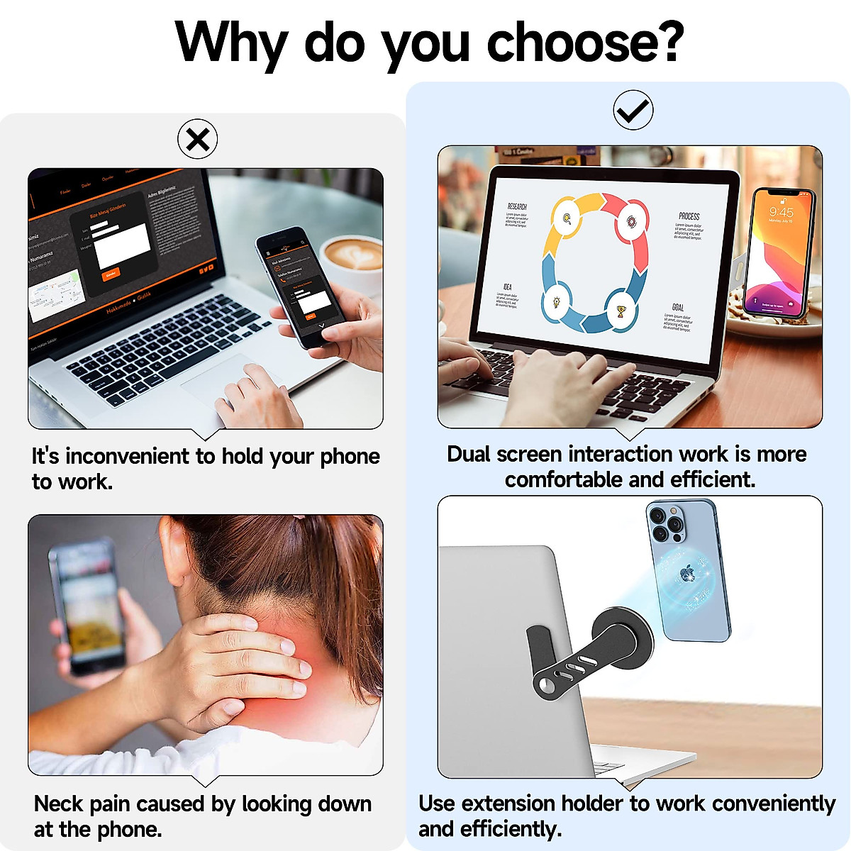 EDC Magnetic Phone Holder, Laptop or Desktop Monitor Side Mount Phone Mount, Foldable Slim Portable Laptop Mount for 14/14 Plus/14 Pro/14 Pro Max and 13/12 Series MagSafe Case & All Phones, Black