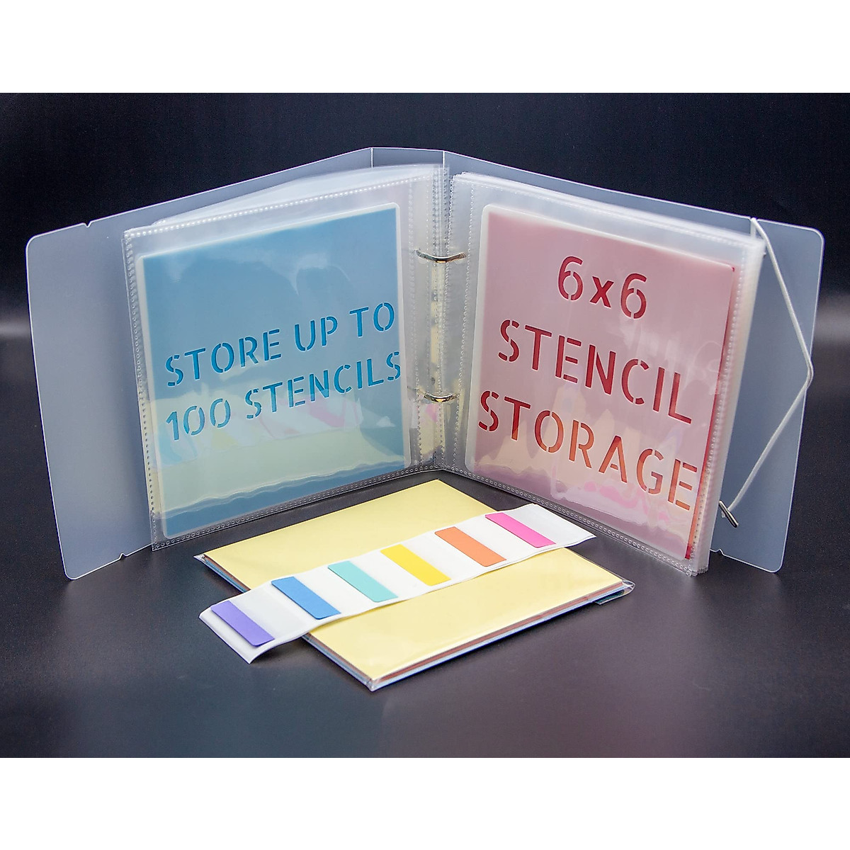 NEGLEX Cookie Stencil Storage Binder, Stamp & Die Cut Storage Binder with 50 Clear Sheet Protectors Holds 6"x6" Size - Clear Binder with D-rings for Scrapbooking Die-Cuts, Embossing Folders Organizer