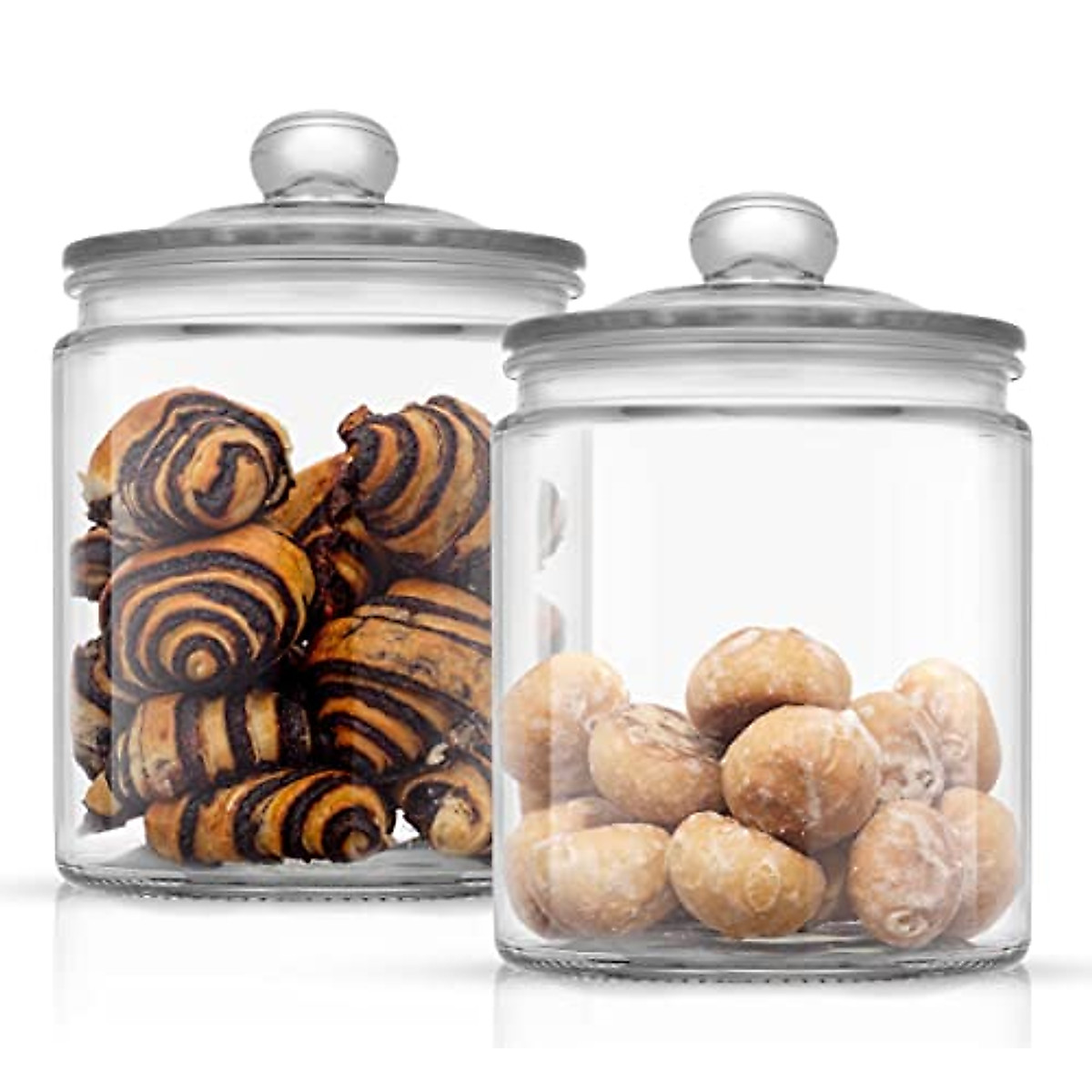 JoyJolt Elegant Cookie Jar. 2 Large Glass Jar With Glass Lid. Cookie Jars for Kitchen Counter with Lids, Candy Jar, Decorative Apothecary Jar, Large Canisters, Half Gallon Glass Jar with Lid Airtight