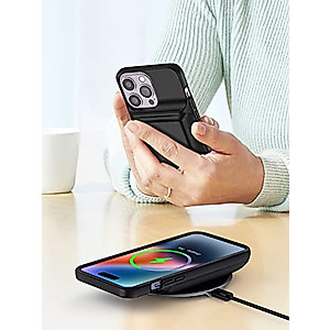 NEWDERY Battery Case for iPhone 14 Pro Max,14 Plus 10000mAh,Qi Wireless Charging,Wired Headset,Sync-Data Supported, Rechargeable Charger Case for iPhone 14/13/12 Pro Max, iPhone 14 Plus 6.7” Black