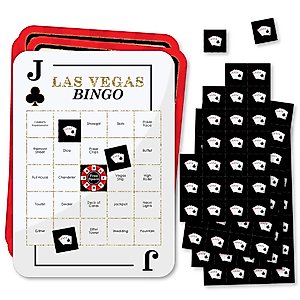 Big Dot of Happiness Las Vegas - Bar Bingo Cards and Markers - Casino Party Bingo Game - Set of 18