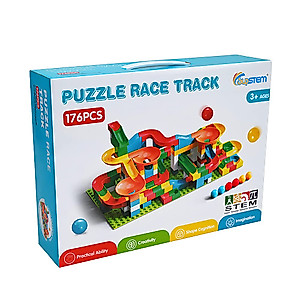 Marble Run,176 Pcs Marble Runs for Kids 4-8, Marble Run Race Track，STEM Learning Toys， Marble Run Building Blocks Classic Marble Track for Boys Girls Toddler Age 3,4,5,6,7,8+