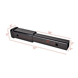 Fullwatt 12" Trailer Hitch Extension for 2-Inch Receiver Tube Extender Receiver Extension Tube Extenders 5/8" Pin Hole 4000 LBS Tow Capacity (12")