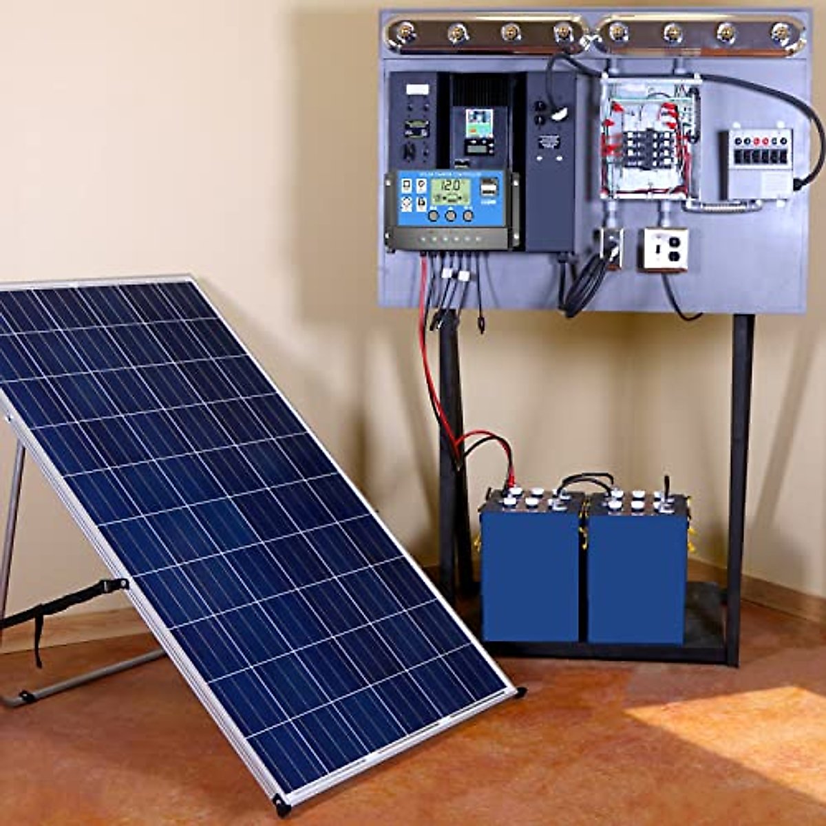Solar Charge Controller, Lpluziyyds 10A Solar Panel Controller 12V/24V PWM Auto Parameter Adjustable LCD Display Solar Panel Battery Regulator with Dual USB Port