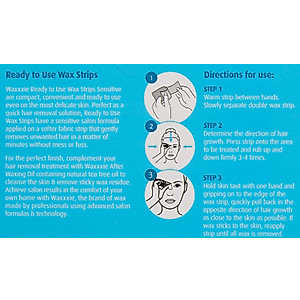 Waxxxie Ready To Use Face Strips 20pk Professional Mini Pre Waxed Strips for Salon Quality Waxing from your Home