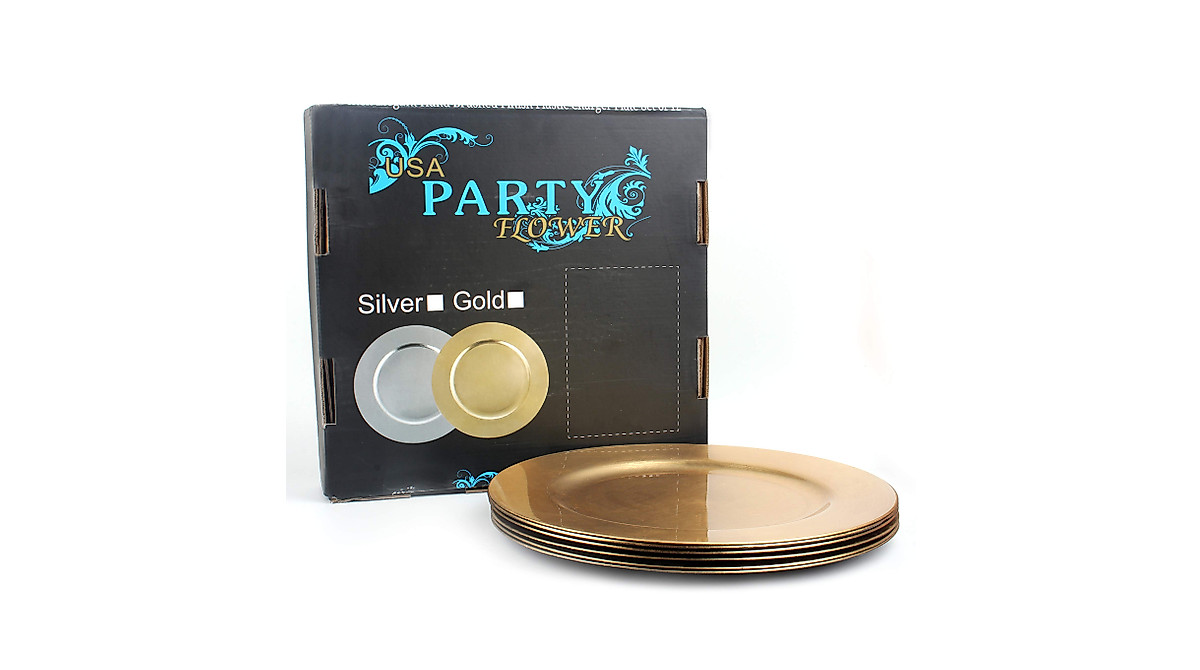 Elegant Gold Charger Plates Set of 12 for Events