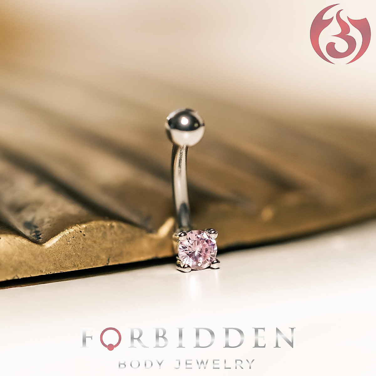 Forbidden Body Jewelry 16g 8mm Surgical Steel Curved Barbell w/Solitaire CZ for Daith, Eyebrow & Rook Piercings (Clear)