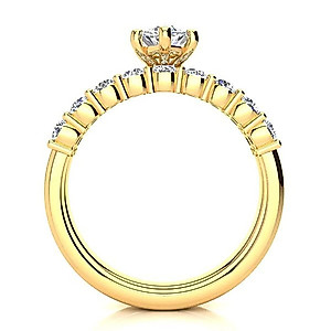 DRISHYA FASHION 1.60 Ct Marquise Cut Simulated Diamond Engagement Wedding Ring Set 14k Yellow Gold Plated 925 Sterling Silver (6)