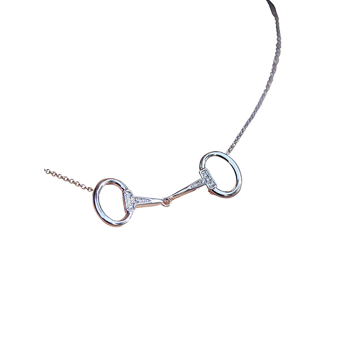 Tack Shack of Ocala Jumping Horse Necklace, Sterling Silver Horse Themed Necklace, Equestrian Necklace, Necklace in Box and Gift bag (Snaffle Bit)