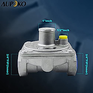 Aupoko 3/4" Natural Gas Pressure Regulator, Interchange Pressure Regulator with 3/4" FNPT Thread Fits Natural Gas and Liquefied Gas, NG 4" WC Out/LPG 10" WC Out