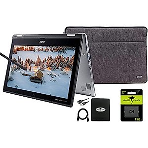 Acer 2021 Chromebook Spin 2-in-1 Convertible Laptop Student Business use, 11.6" HD Touchscreen, Intel Celeron N3350, 4GB RAM, 32GB eMMC, Zoom Meeting, Chrome OS w/GM 128GB SD Card