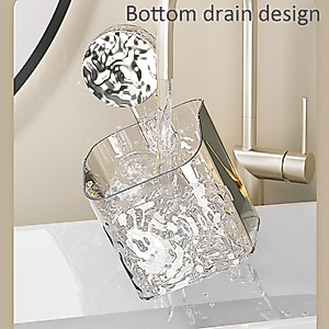 Androf Acrylic Transparent Shower Storage, Raidley Easymount Bathroom Storage Shelf - No Drilling Required, Light Luxury Style Glacier Pattern No Drill Clear Wall Caddy Suction Cup Shelf (2PCS-4)