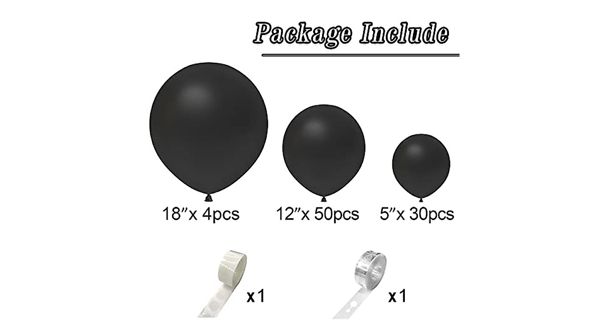 Black Balloons Garland Kit - 84 Premium Matte Balloons for Parties