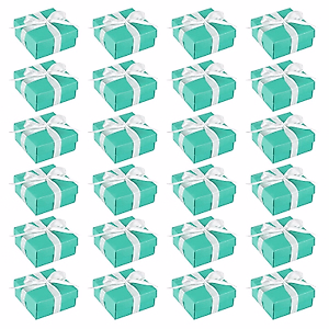 BLUE PANDA 24 Pack Party Favor Boxes, Small Turquoise Candy Treat Gift Box for Bridal Shower Engagement Birthday Wedding
