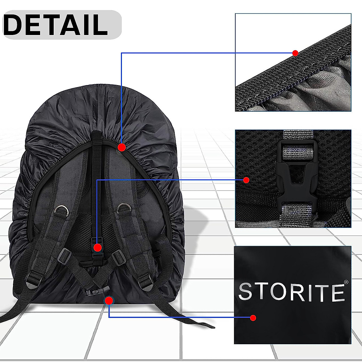 Storite Dust & Rain Cover for Backpack with Pouch, Waterproof Dustproof Bag Adjustable Cover for School, College,Office-2PK