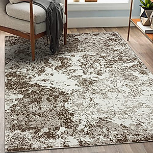 LUXE WEAVERS 6097 Abstract Marble Modern Area Rug, Brown/Size 5 x 7