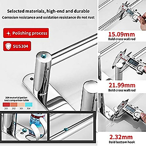 Towel Bars Freely Retractable 20-30 Inche Stainless Steel 304 Bath Towel Rack Strong 3M Adhesive Bathroom Wall-mounting Free mounting Hole-Installing washroom Kitchen Space Saving (2 Bars)