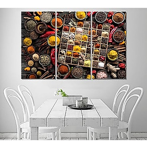 Variety of Spices and Herbs Canvas Print 5 Panels / 36x24 inches