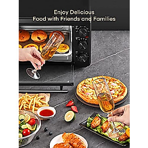 Toaster Oven, 6-Slice Toaster and Countertop Oven, Stainless Steel Multifunction Toaster Oven with Timer - Toast - Bake - Broil 1500 Watt Power Includes Baking Pan and Baking Rack, Black, 24QT