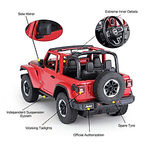 RASTAR Off-Road Remote Control Car, 1:14 Jeep Wrangler JL RC Off-Road Racing Vehicle Toy Car for Kids Adults, Spring Suspension/Door Open, 2.4Ghz RED