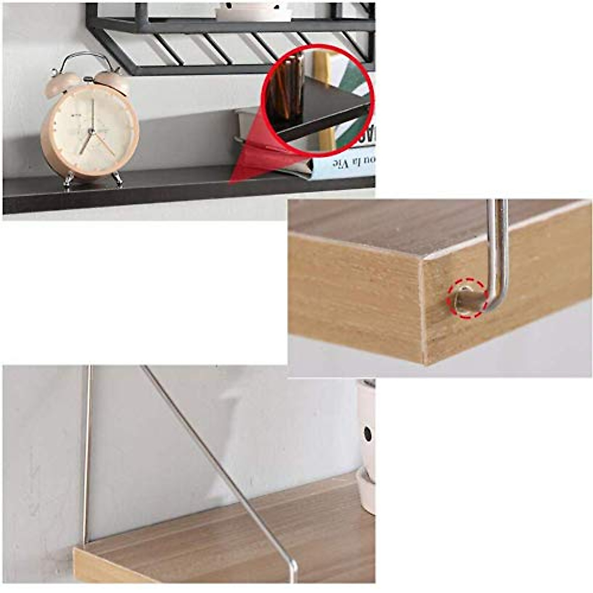 PIBM Stylish Simplicity Shelf Wall Mounted Floating Rack Shelves Retro Solid Wood Iron Art Bookshelf Storage Tv Wall Living Room Clothing Store,4 Sizes, Black , 60x15cm