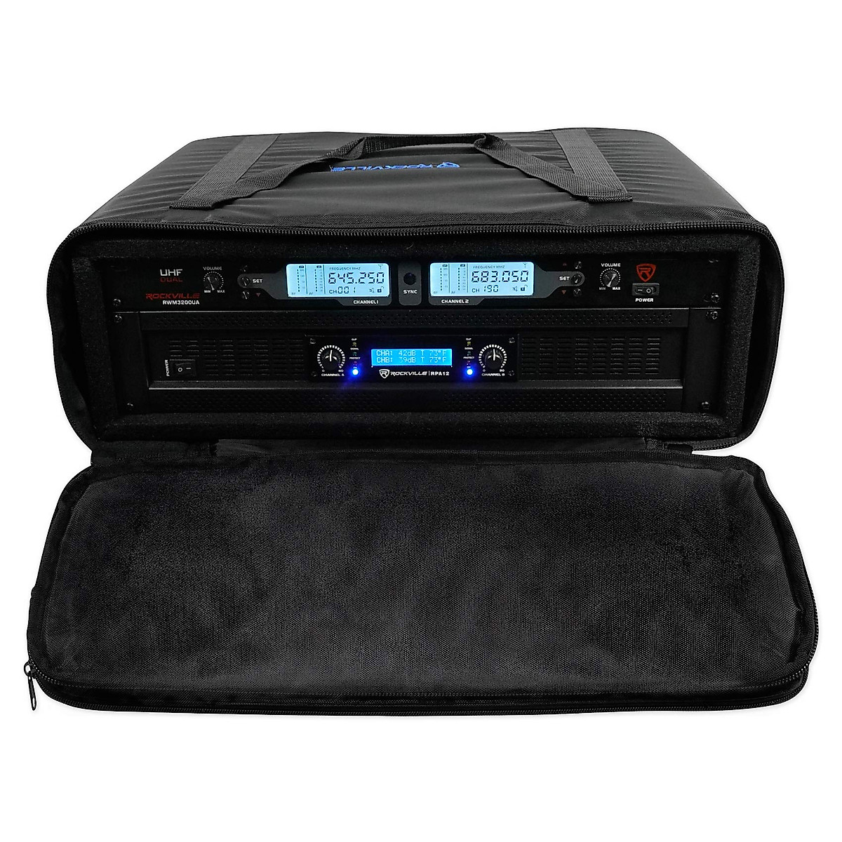 Rockville 3U Rack Bag Double-Sided Case with 16" Depth + Shoulder Strap (RRB35) Black