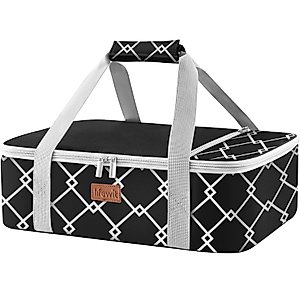Lifewit Insulated Casserole Carrier for Hot or Cold Food, Casserole Dish Bag Carrying Case, Lasagna Lugger Holder for Potluck/Parties/Picnic/Cookouts, Fits 9"x13" Baking Dish, Black