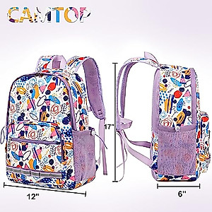 CAMTOP Elementary Backpack for Kids Girls Backpack Middle School Bookbags Causal Daypack Travel (Graffiti Backpack)