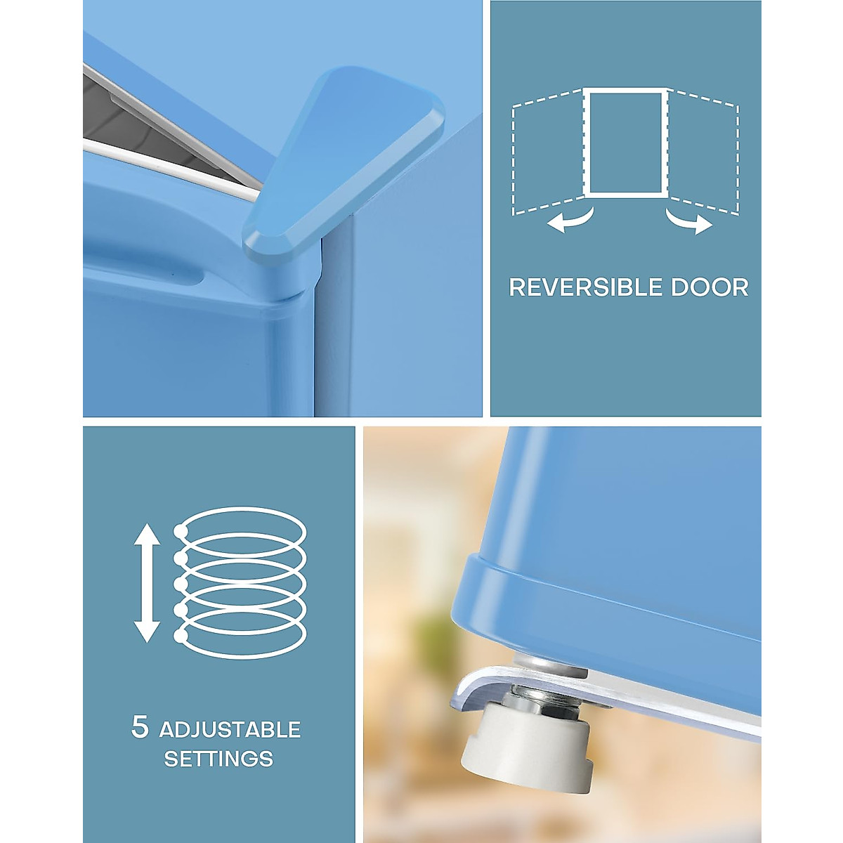 Upstreman 1.7 Cu.ft Mini Fridge with Freezer, Dorm Essentials, Adjustable Thermostat, Energy Saving, Low Noise, Single Door Compact Refrigerator for Dorm, Office, Bedroom, Blue-FR17