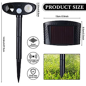 Kittmip Ultrasonic Animal Repeller Outdoor Solar Repellent Deterrent with Motion Sensor Waterproof Scarer Repel Cat Dog Squirrel Raccoon Skunk Rats, Black (8)