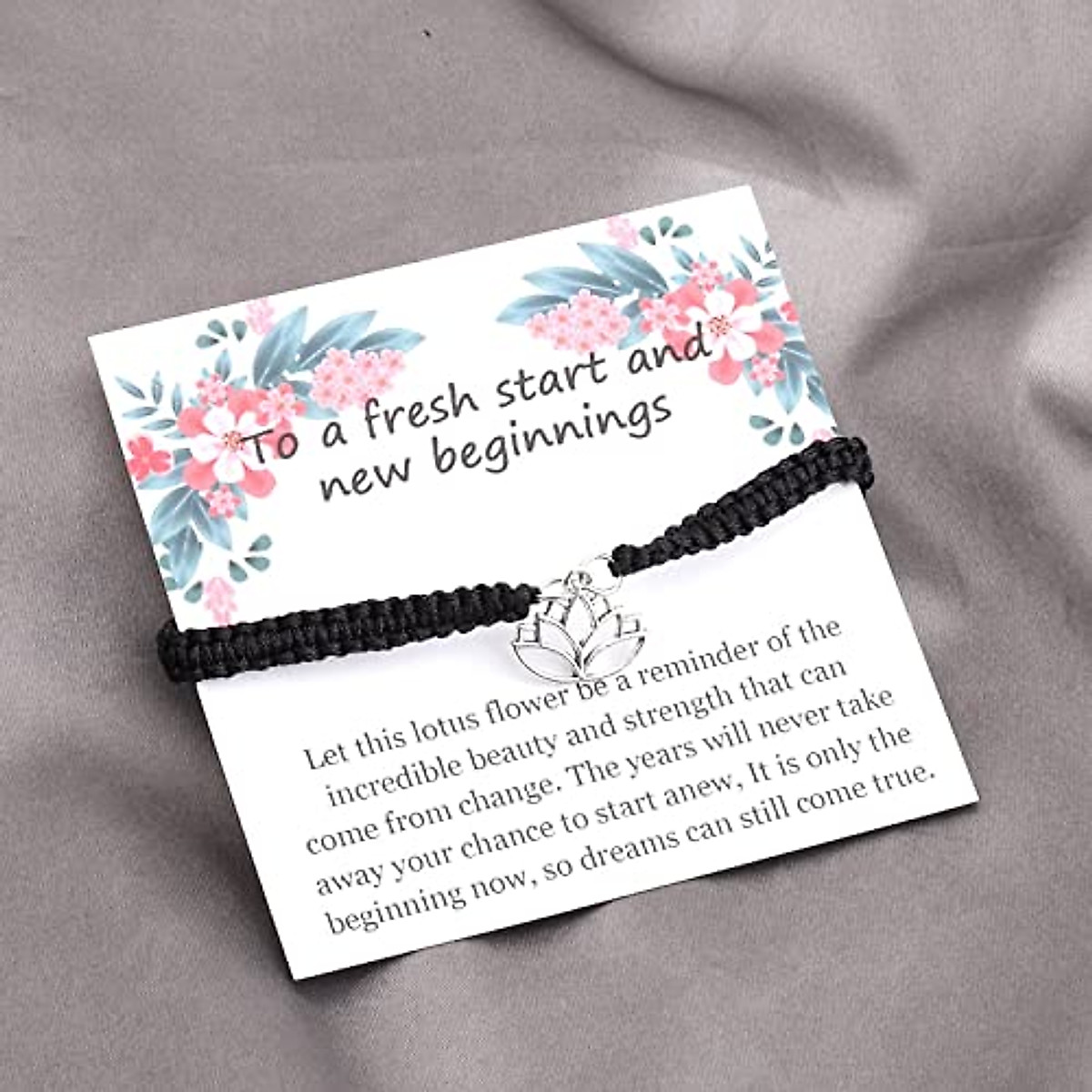 KUIYAI New Beginnings Gift Lotus Flower Bracelet Fresh Start Gift New Chapter Gift Recovery AA Gift Inspirational Gift (KY-lotus flowerBrC)
