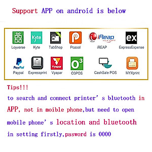 GZGYNADAST 80mm Bluetooth Portable Thermal Receipt Printer,only Compatible with Android/Windows, Can't Support iOS/ipad/MAC,3 inch Ticket Wireless Android Bill Invoice Printer for Small Business