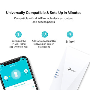 TP-Link AX3000 WiFi 6 Range Extender Internet Booster(RE700X), Dual Band, AP Mode w/Gigabit Port, OFDMA, Beamforming, APP Setup, OneMesh Compatible (Renewed)