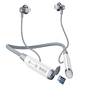 EEAABBR Bluetooth Neckband Headset with TF Card Slot 100 Hours Playtime Wireless Neckband Headphones Built-in Noise Cancelling Mic IPX5 Waterproof Two Ways in-Ear Earphones for Sports,Cycling,E-Books