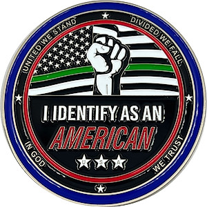 EL12-010 My Pronoun is American Thin Green Line Challenge Coin Border Patrol Deputy Sheriff Military