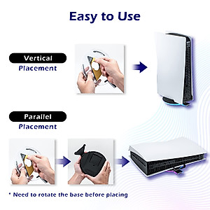 Mcbazel RGB LED Console Stand for PS5, Adjustable Console Base Vertical Stand with 4 Light Modes for PlayStation 5 Console (NOT for PS5 Slim)