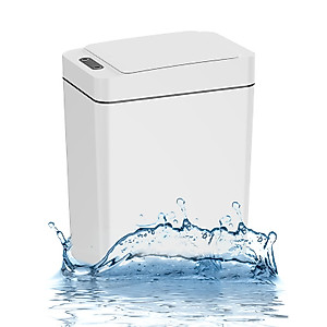 Bathroom Trash Can with Lid 2.4 Gallon Smart with Lid Motion Sensor Trash Can Waterproof Narrow Small Garbage Bin for Kitchen Bathroom Office Living Room