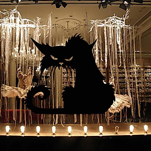 Fashionclubs Vinly Black Cat Removable Window Wall Sticker For Halloween Home Decoration,14.513.5cm
