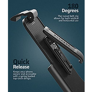 Encased SlimShield Designed for iPhone 14 Case with Belt Clip Holster - Magnetic Compatible with MagSafe (Matte Black)