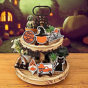 Halloween Tiered Tray Decor Bundle Wooden Mini Sign Living Room Fireplace Farmhouse Decors for Tiered Tray Office Tiered Tray Set Tiered Tray Decors Set Tiered Tray Items Bedroom Wooden Decor