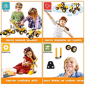 HOMETTER Educational Building Toys STEM Learning Kit, 10 in 1 Construction Blocks for Preschool Kids, 108 Pieces Engineering Toys Creative Set Gift for Boys Age 5 6 7 8 9 10+ Years Old