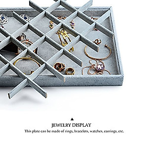 Oirlv 24 Grid Ice Velvet Jewelry Drawer Organizer Tray Stackable Jewelry Trays Removable Dividers for Rings Earring Storage Display