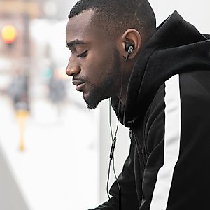 Koss QZ Buds in-Ear Active Noise Cancelling Earbuds, in-Line Microphone and Touch Remote Control, Monitor Mode, Carry Case Included, Wired with 3.5mm Plug, Black