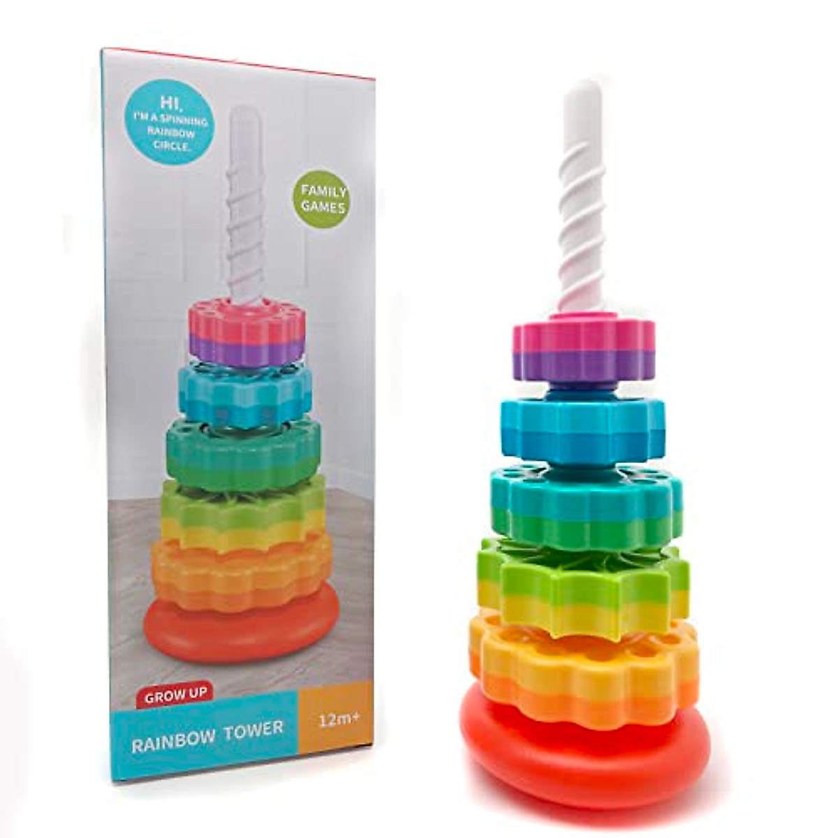LBAIBB (1 PCS Spinning Stacking Toys,Spin Toys for Toddlers 1-3,Strong ABS Plastic,Rainbow Spin Tower,Autism Spin Stack Toys,Suitable for Gifts for Boys and Girls
