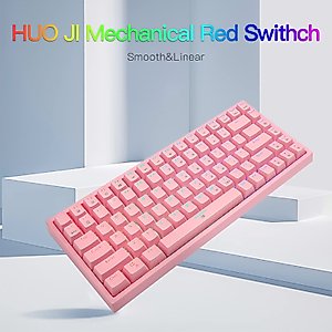 OKKID Mechanical Keyboard 60%, Wired Bluetooth Gaming Keyboard, Red Switches, RGB Backlight, CQ84 Wired Keyboard, 84 Keys, for Windows PC, Mac,Smartphone